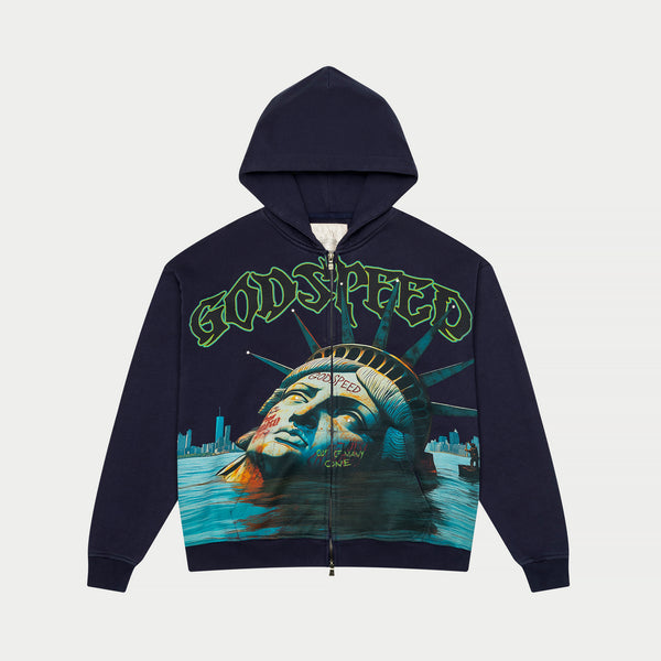 GODSPEED NEW YORK - Sunken Liberty Zip Hoodie (Navy Wash)
